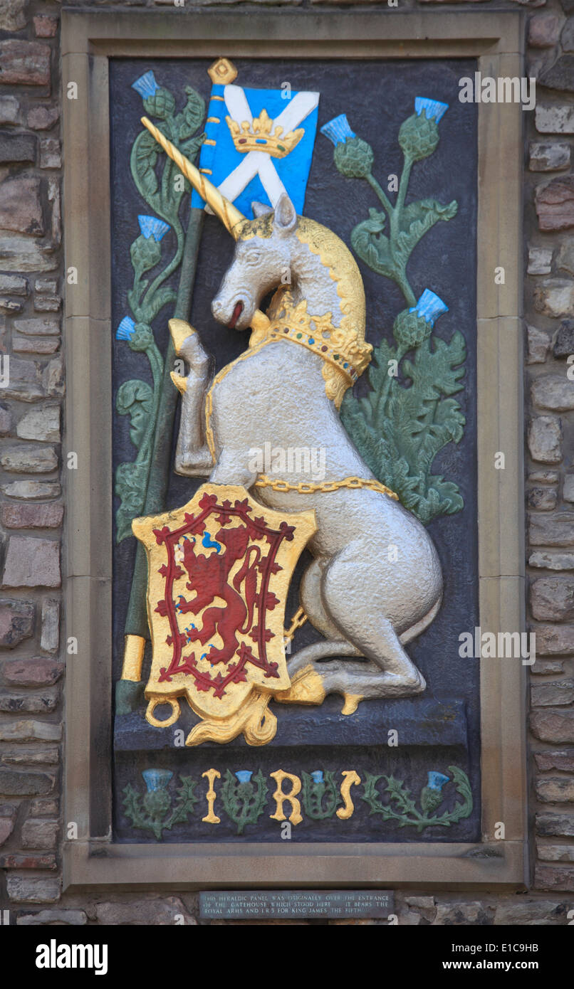 UK, Scotland, Edinburgh, Heraldic Panel of King James the Fifth Stock ...