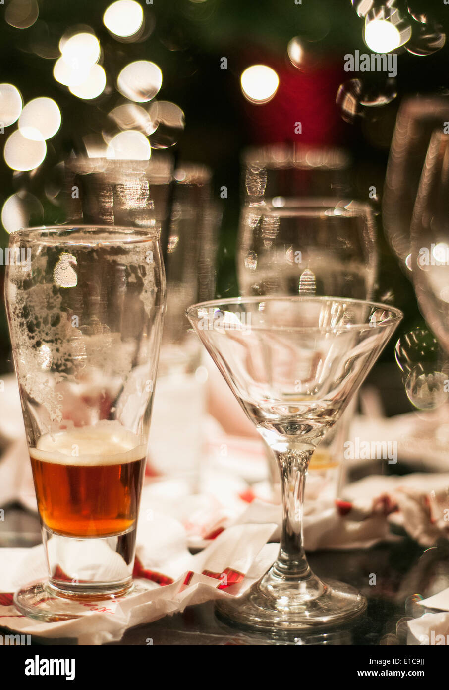 Empty drink glasses after a holiday party Stock Photo - Alamy