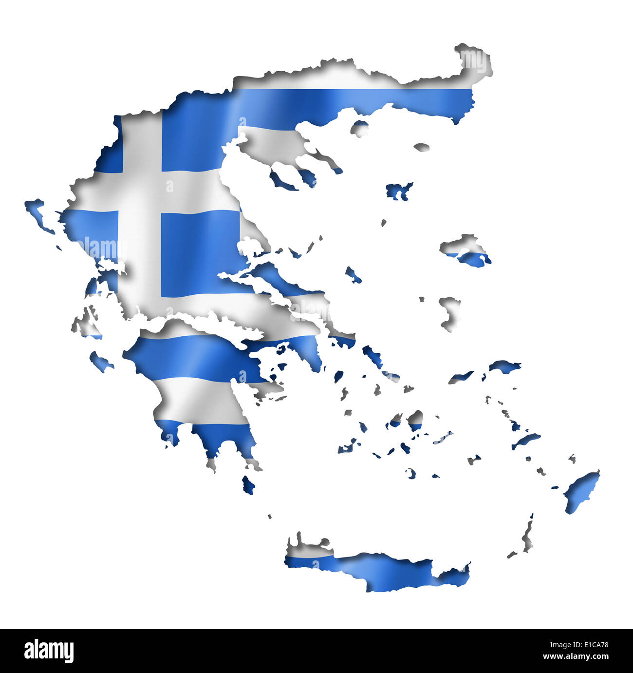 Greece flag map, three dimensional render, isolated on white Stock ...