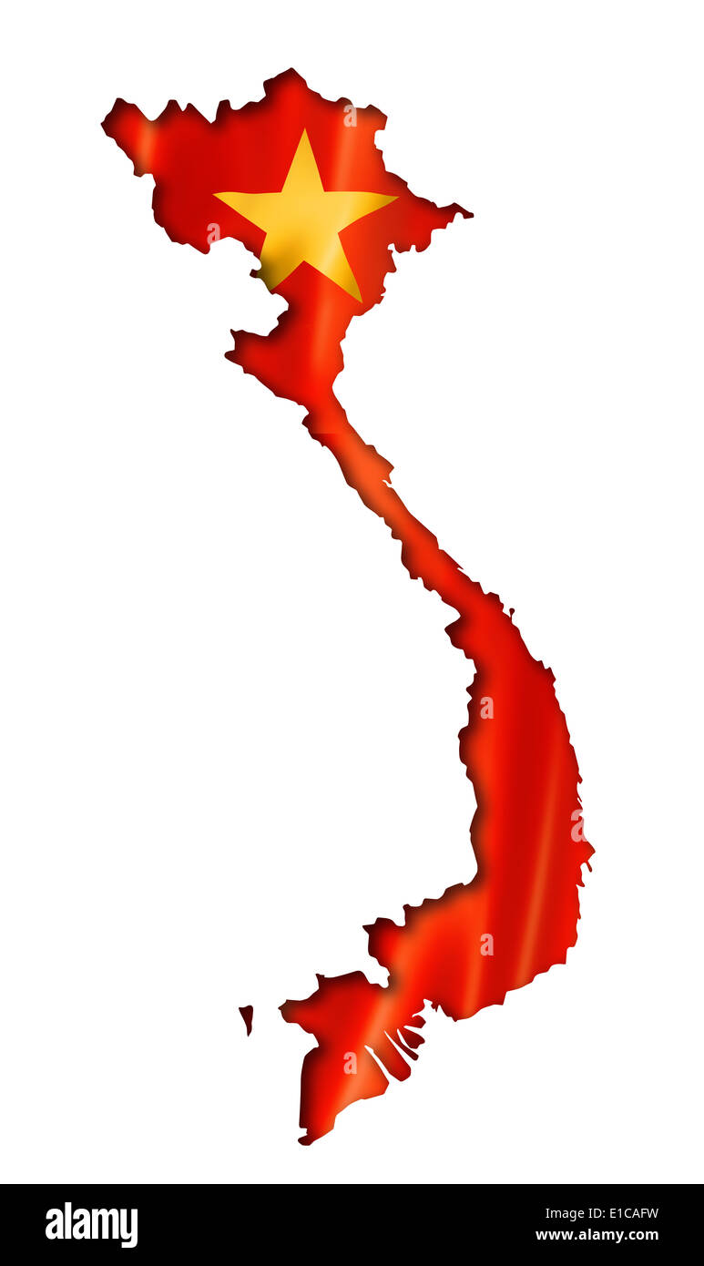 Vietnam flag map, three dimensional render, isolated on white Stock ...