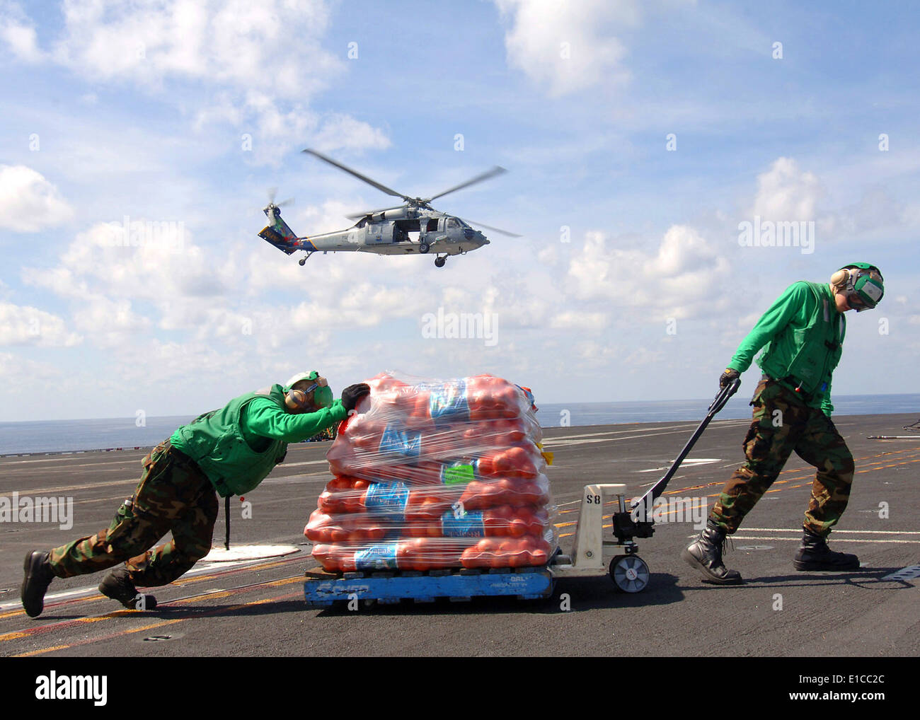 U.S. Navy Storekeeper Seamen Matthew King and Kyle Buchanan, both ...