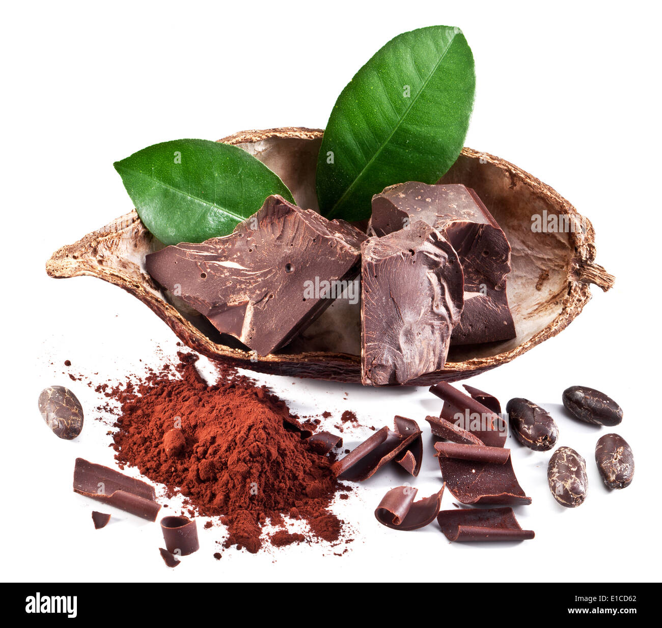 Chocolate blocks isolated on a white background Stock Photo - Alamy