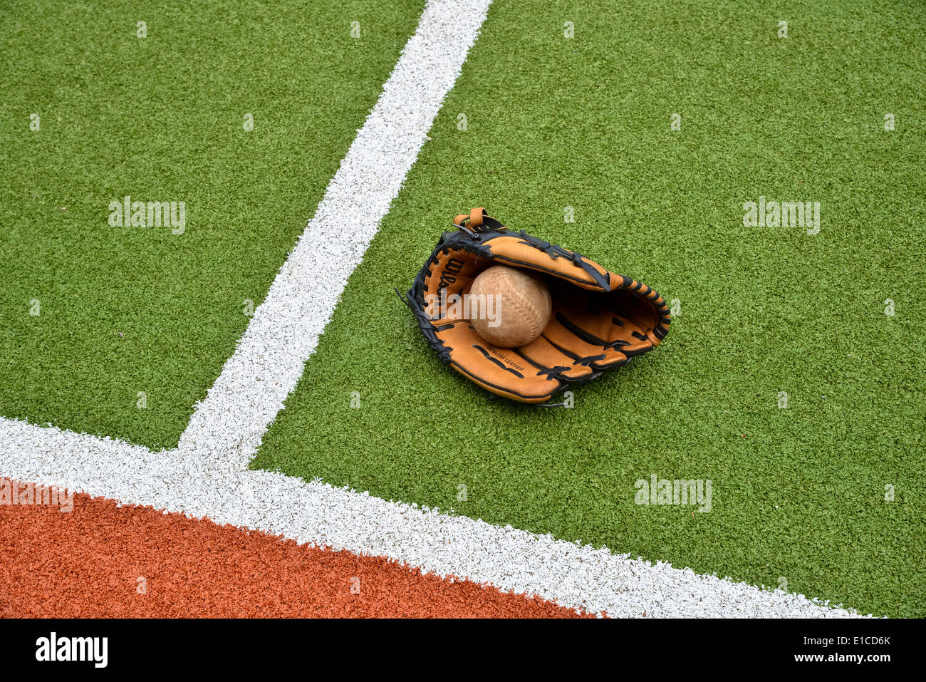 lines and stripes at green softball field Stock Photo - Alamy