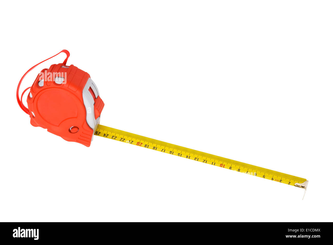 Red new tape-measure on a white background Stock Photo - Alamy