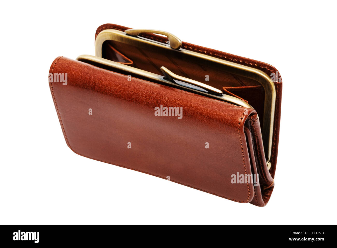 Beautiful leather purse on a white background Stock Photo - Alamy