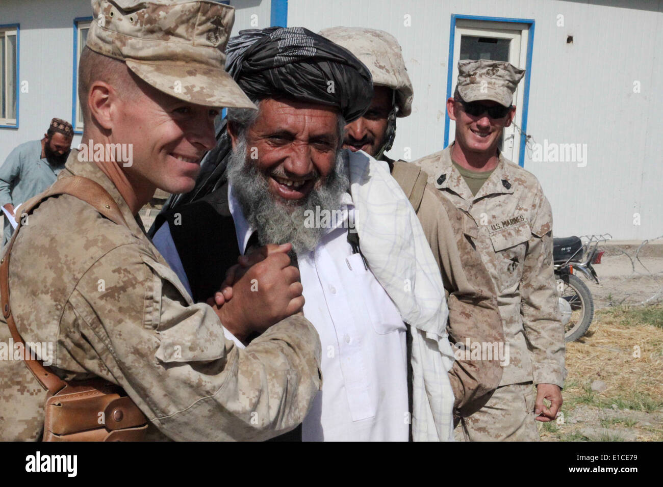 U.S. Marine Corps Lt. Col. William McCollough, left, commander of 1st ...