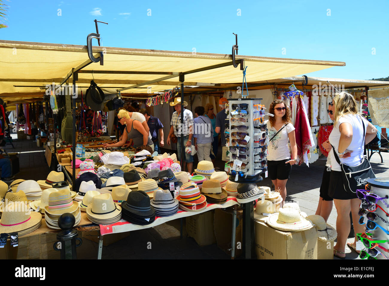 Hat stall, Marsaxlokk Market, Marsaxlokk, South Eastern District, Malta ...