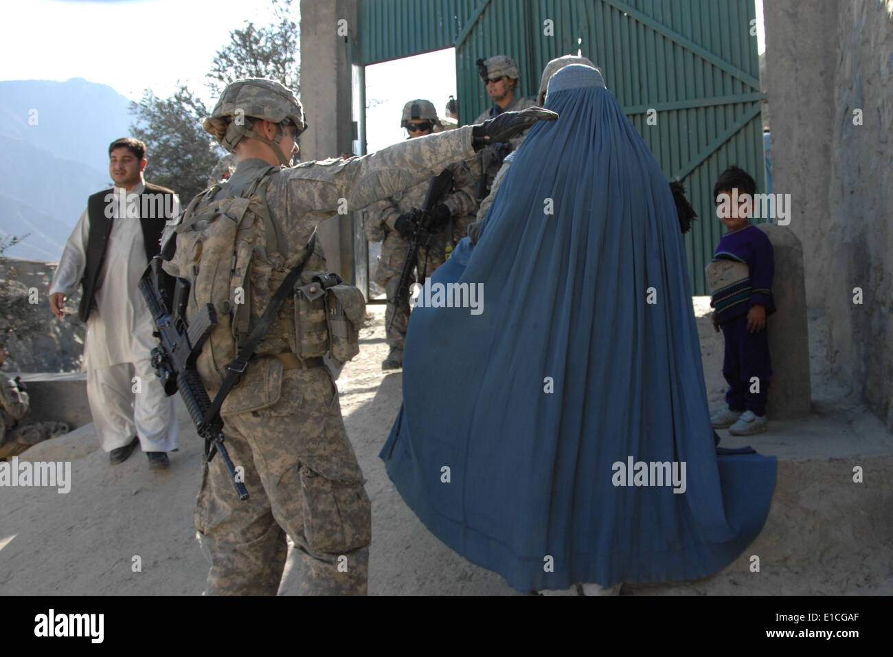 U.S. Army Spc. Stacie Triick, a member of a female engagement team out ...