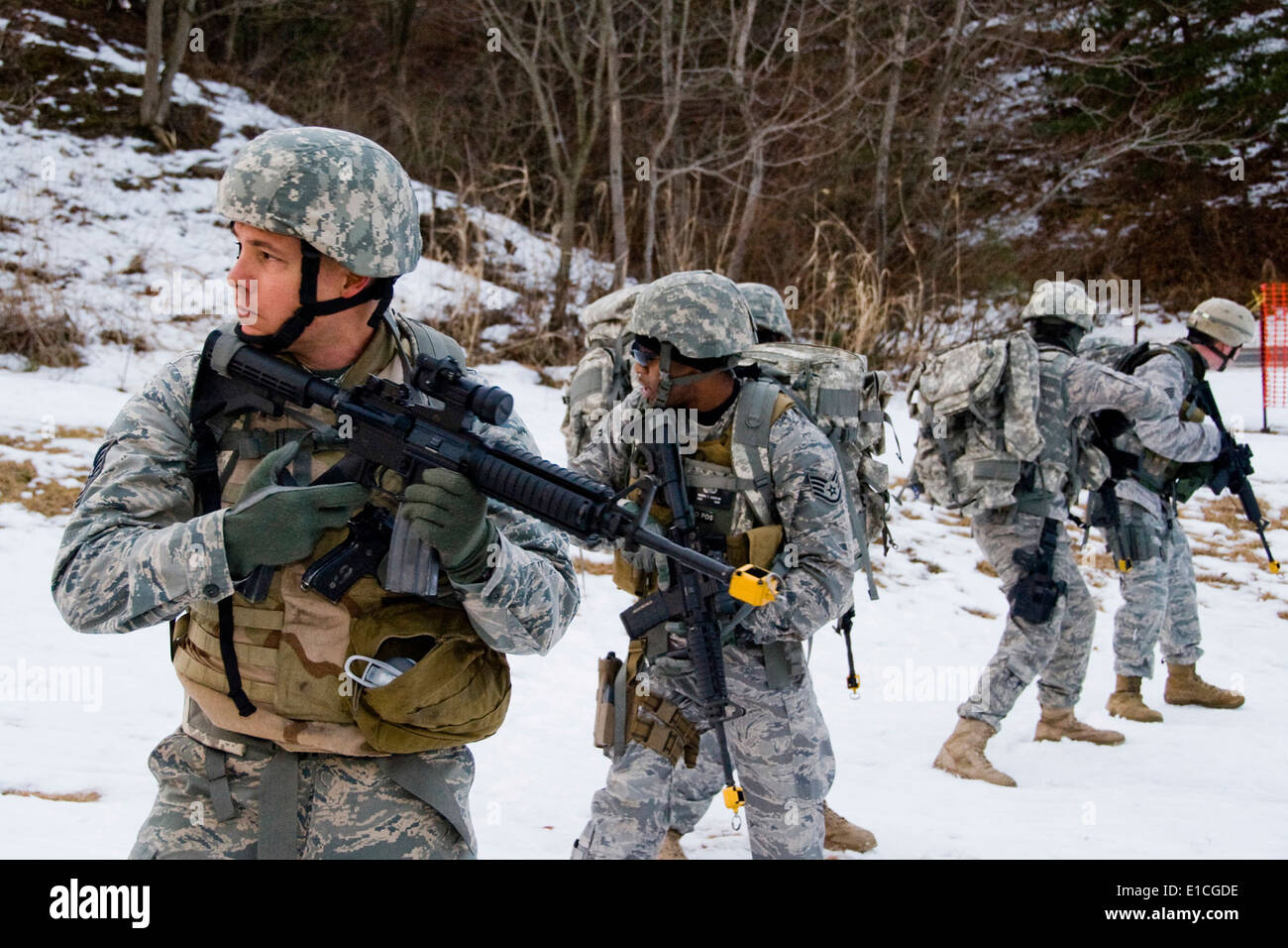 U.S. Airmen from the Explosive Ordnance Disposal Flight, 35th Civil ...