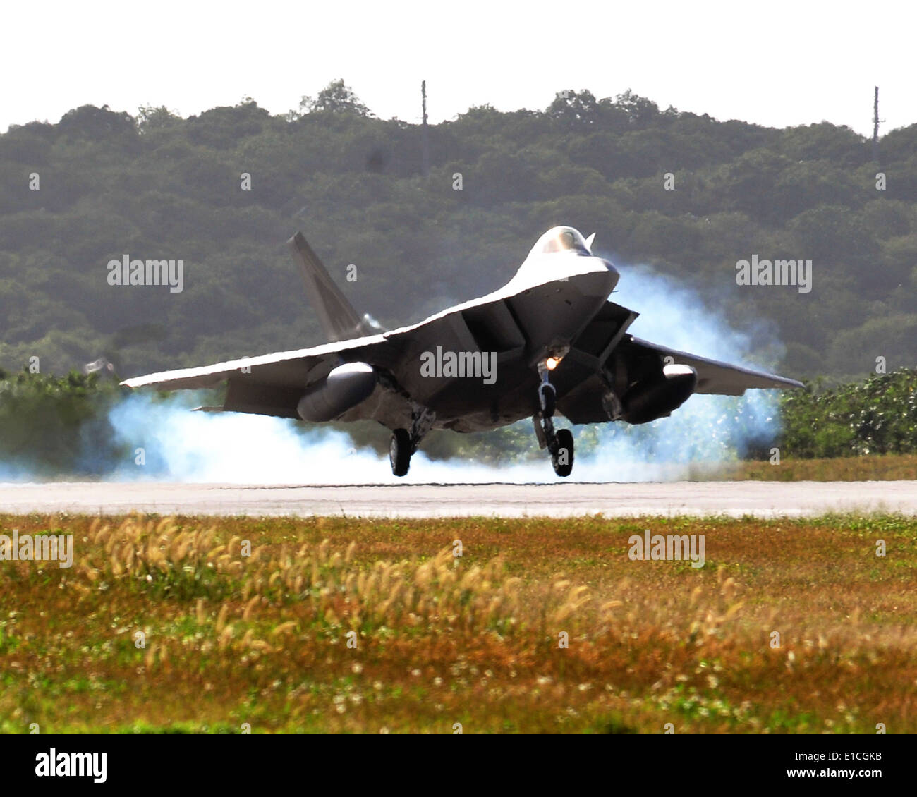 An F-22 Raptor aircraft assigned to the 90th Fighter Squadron out of ...