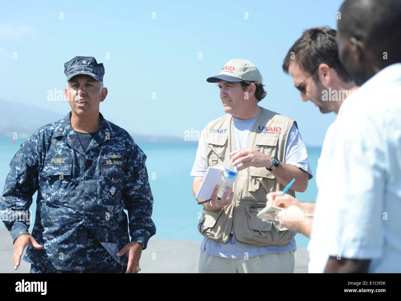 U.S. Navy Rear Adm. Samuel Perez, commander of Task Force 42, speaks ...