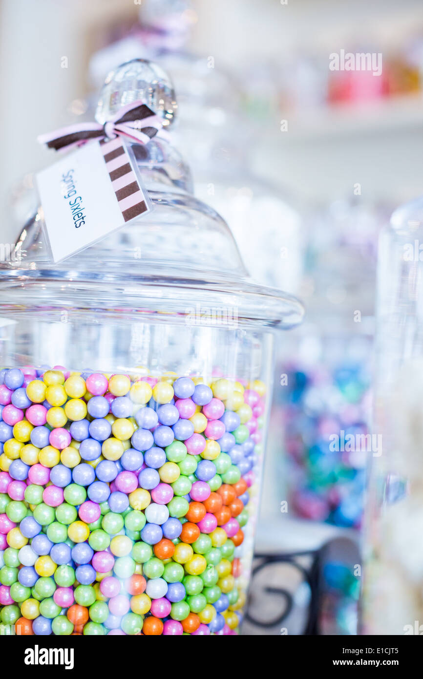 Multicolored candies on display at the candy store Stock Photo - Alamy