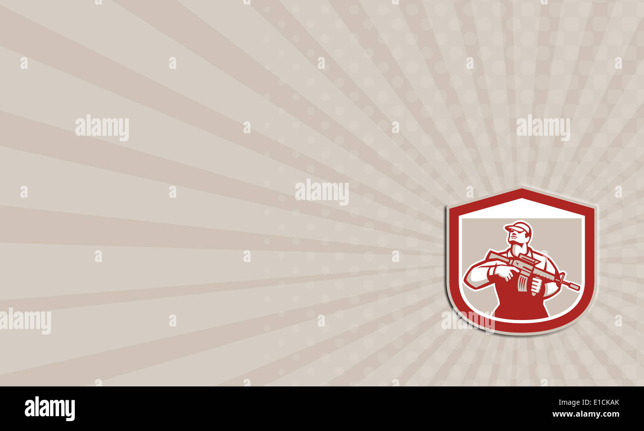 Business card showing illustration of an American soldier serviceman ...