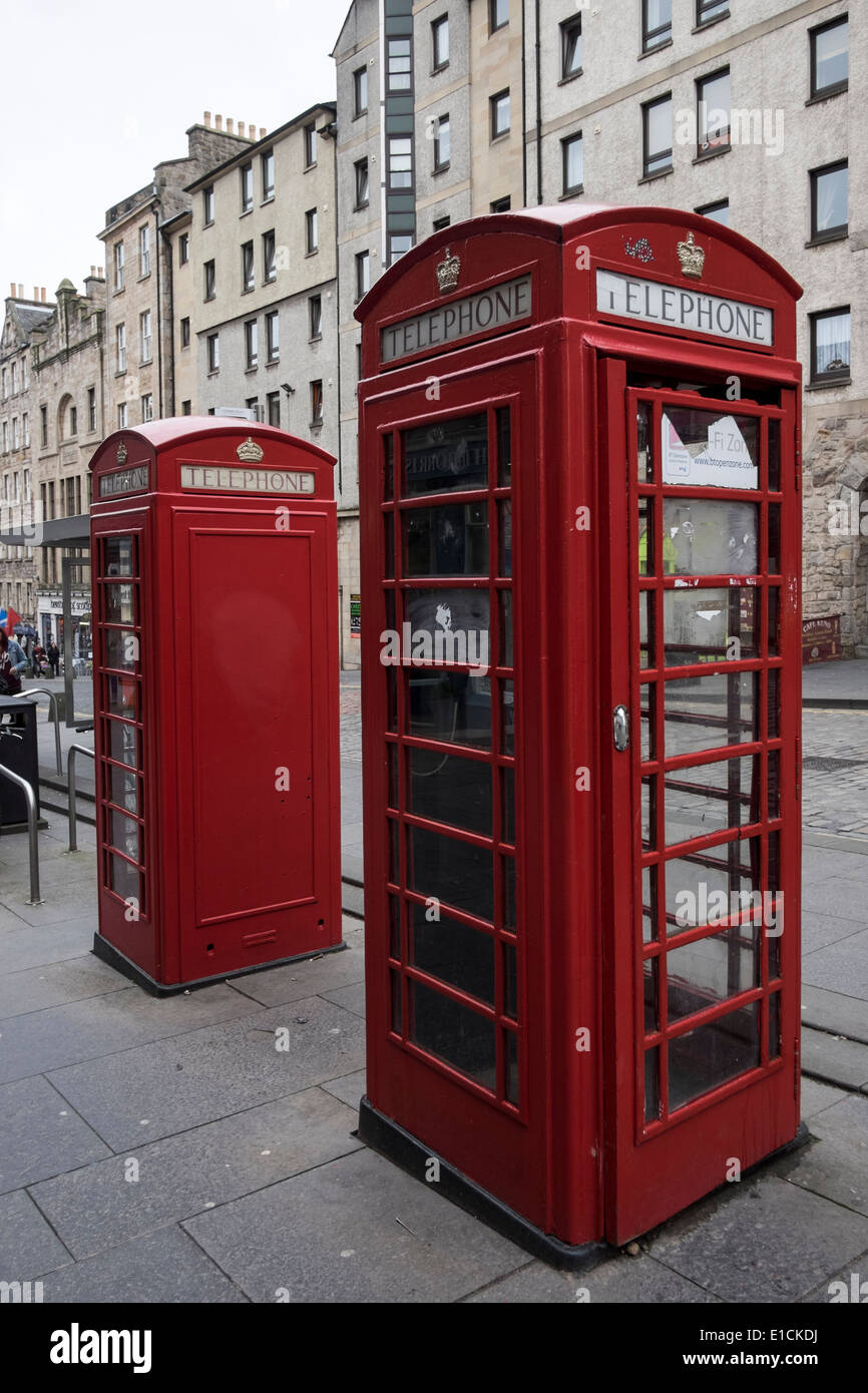 Red telephone booths in Edinburgh, Scotland Stock Photo - Alamy