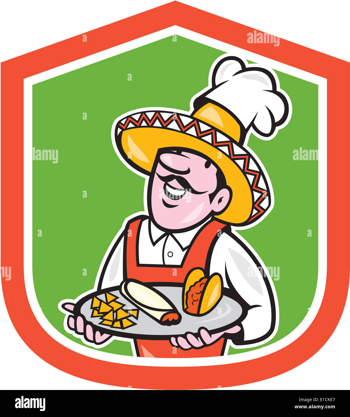 Illustration of a cartoon Mexican chef cook wearing chef hat and ...