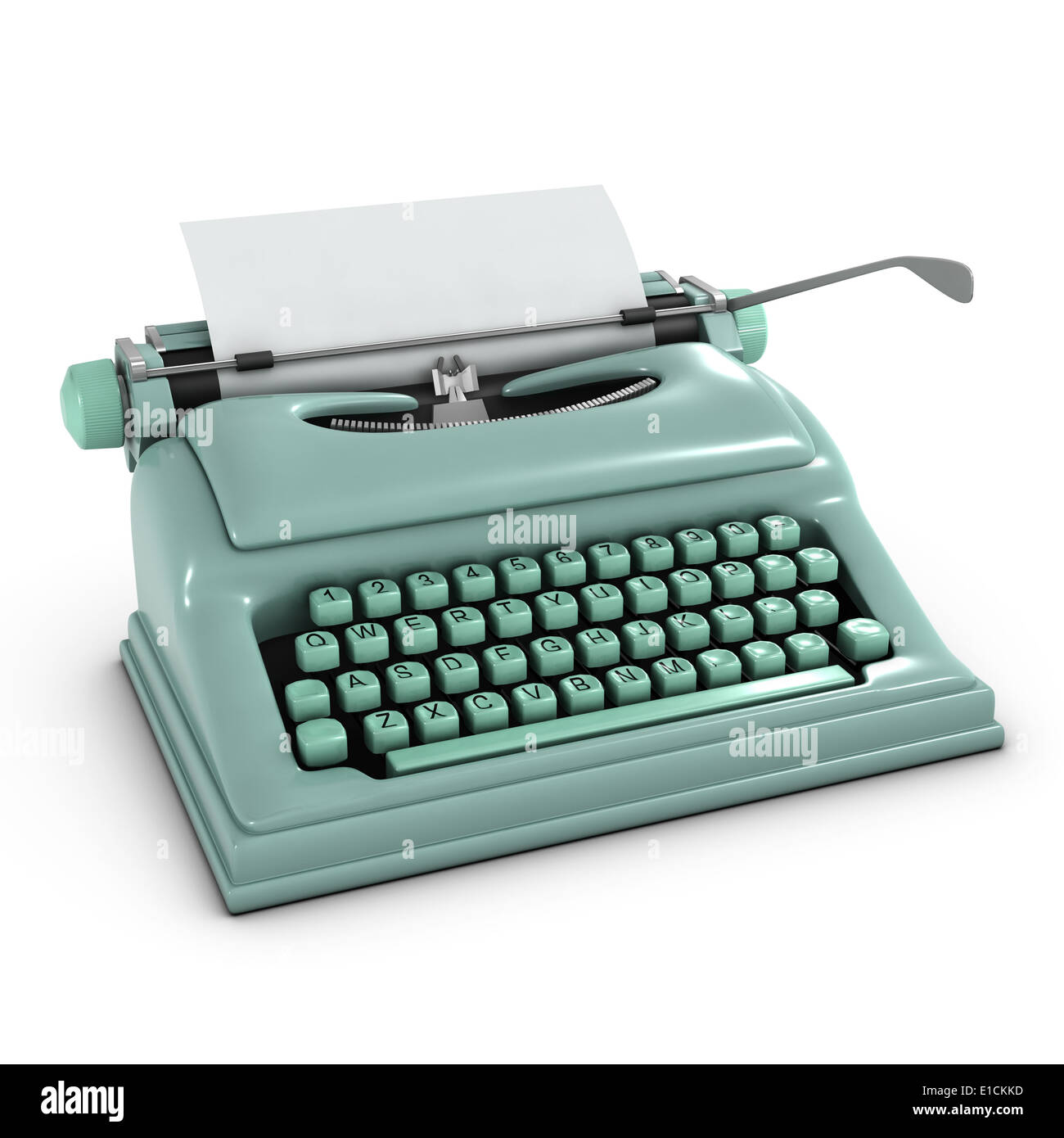 3d Old retro green typewriter Stock Photo - Alamy