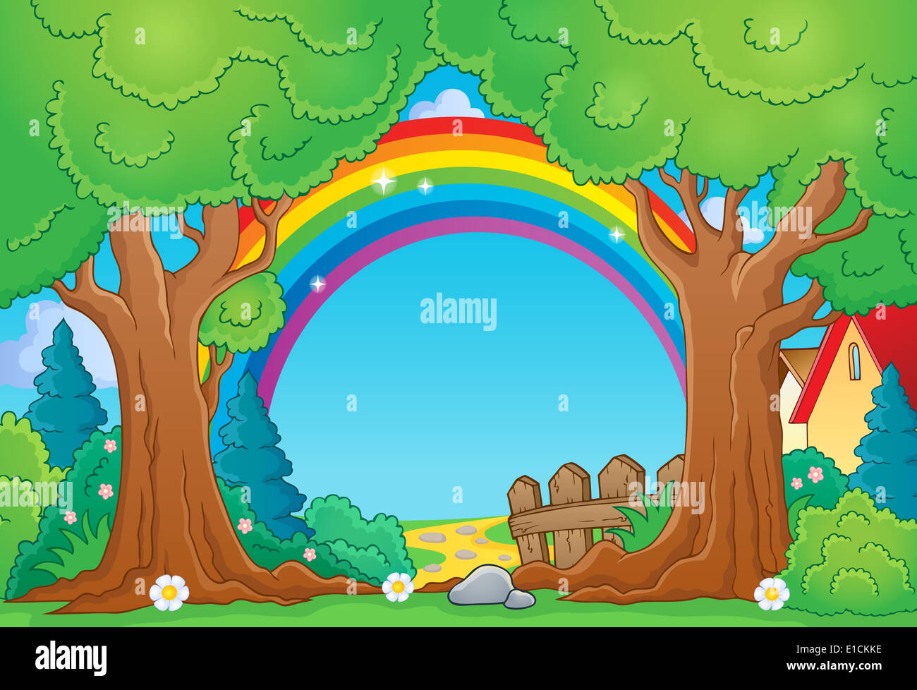 Tree theme landscape 4 - picture illustration Stock Photo - Alamy