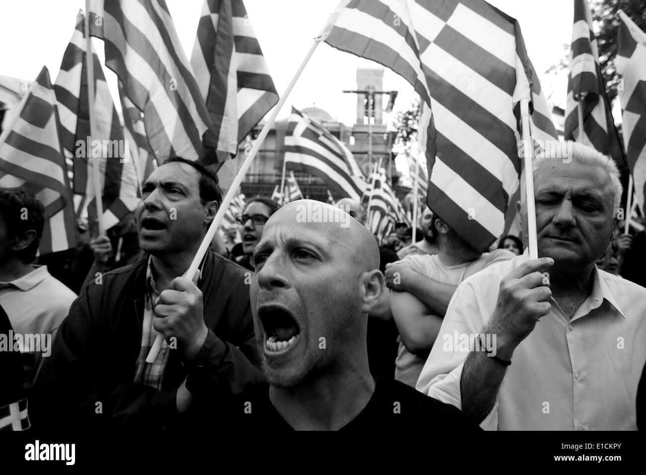 Slogans shouts Black and White Stock Photos & Images - Alamy