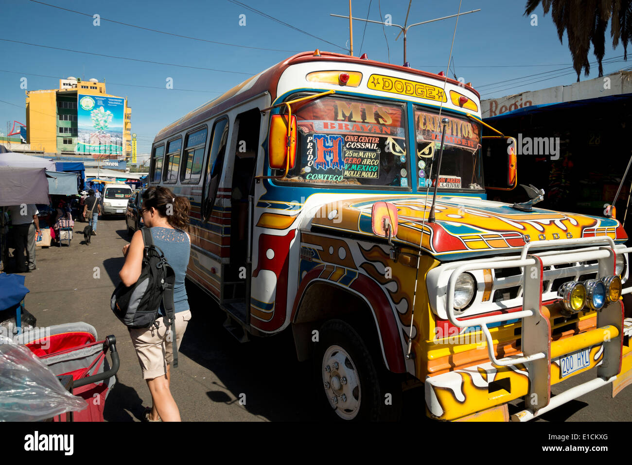 A brightly painted bus in Cochabamba, Bolivia Stock Photo - Alamy