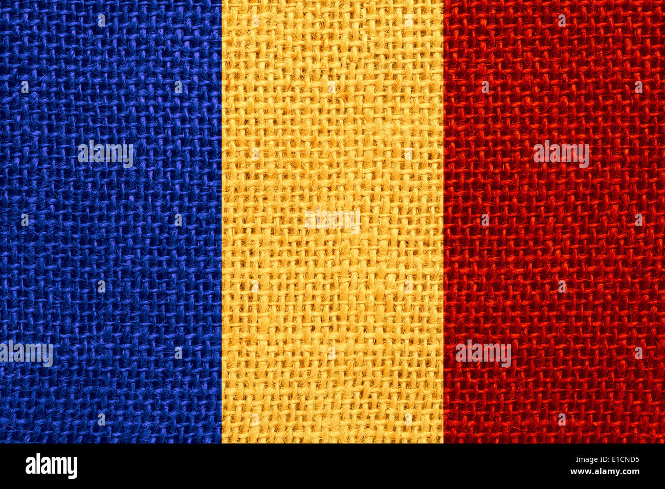 flag of Romania or Romanian banner on linen background Stock Photo - Alamy