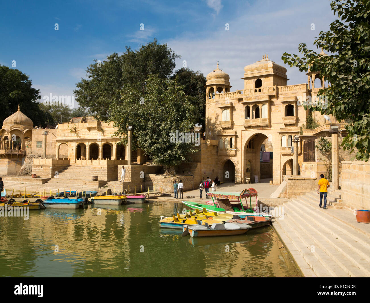 India, Rajasthan, Jaisalmer, Gadi Sagar, Tilon– ki-Pol Tilon’s gate onto Gadisir Lake, built by ...