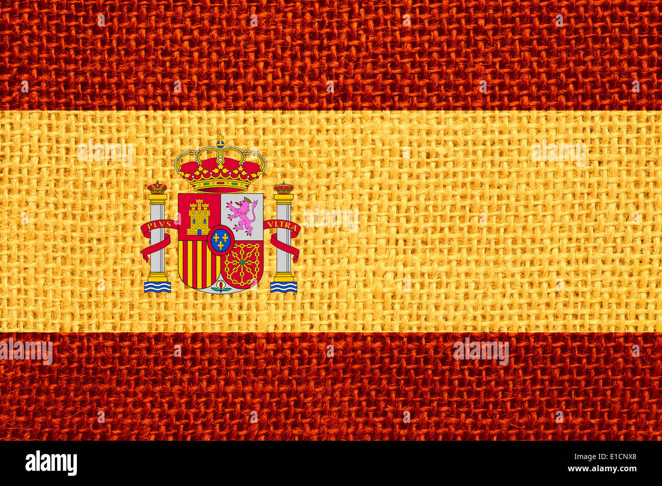 flag of Spain or Spanish banner on linen background Stock Photo - Alamy