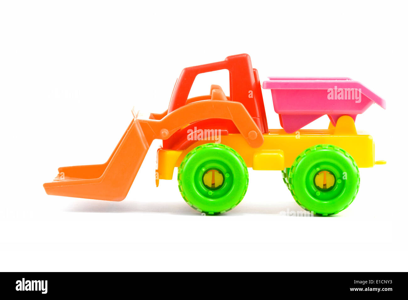 a plastic childs toy digger lorry or truck Stock Photo - Alamy