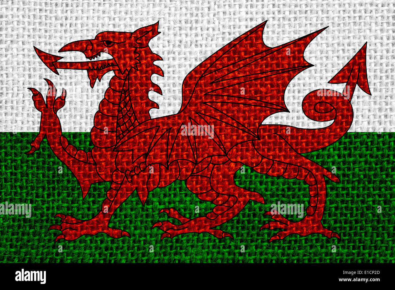 flag of Wales or Welsh banner on linen background Stock Photo - Alamy