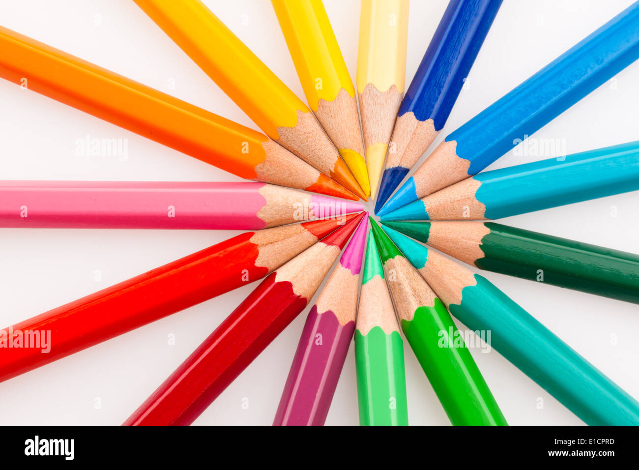 Many different colored pencils on white background Stock Photo - Alamy