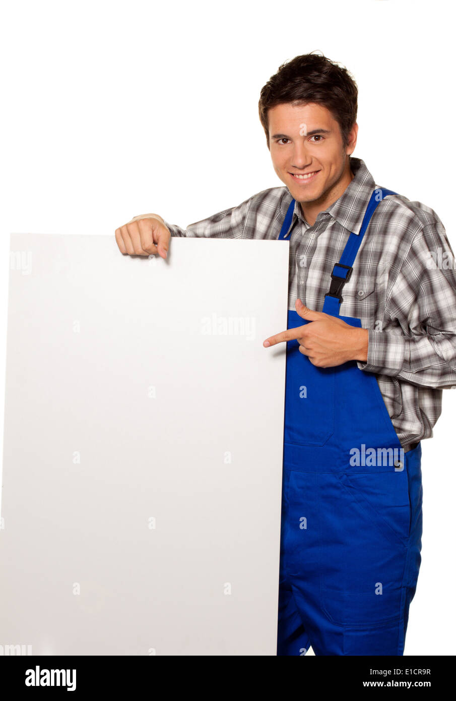 Klemptner - Bauarbeiter vor weißem Hintergrund, Young craftsmen ...