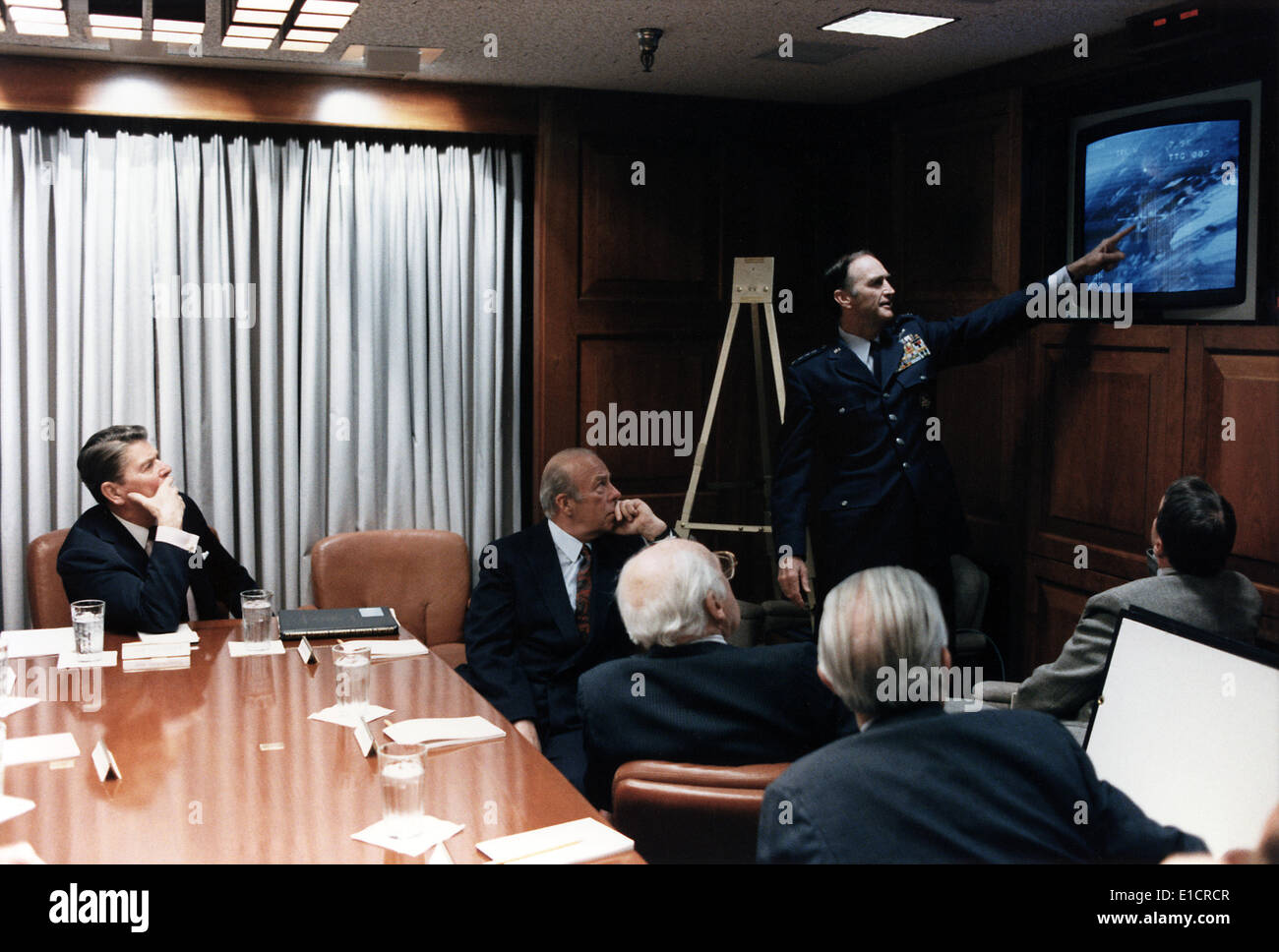 Ronald Reagan. President Reagan (L) and Secretary of State George P ...