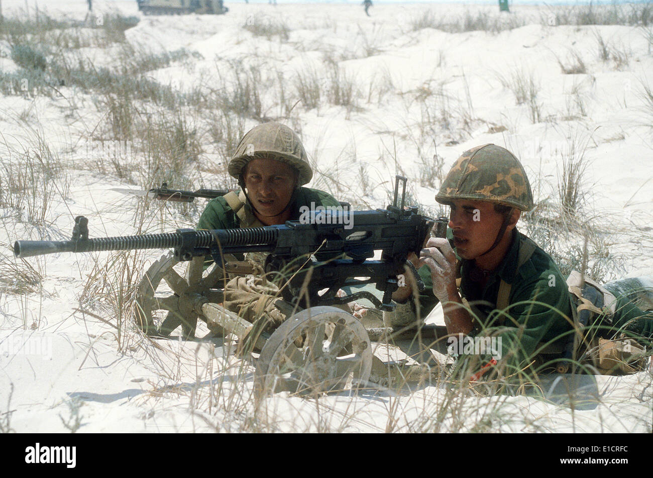 Egyptian marines aim a Soviet-made SG-43 Goryunov medium machine gun ...
