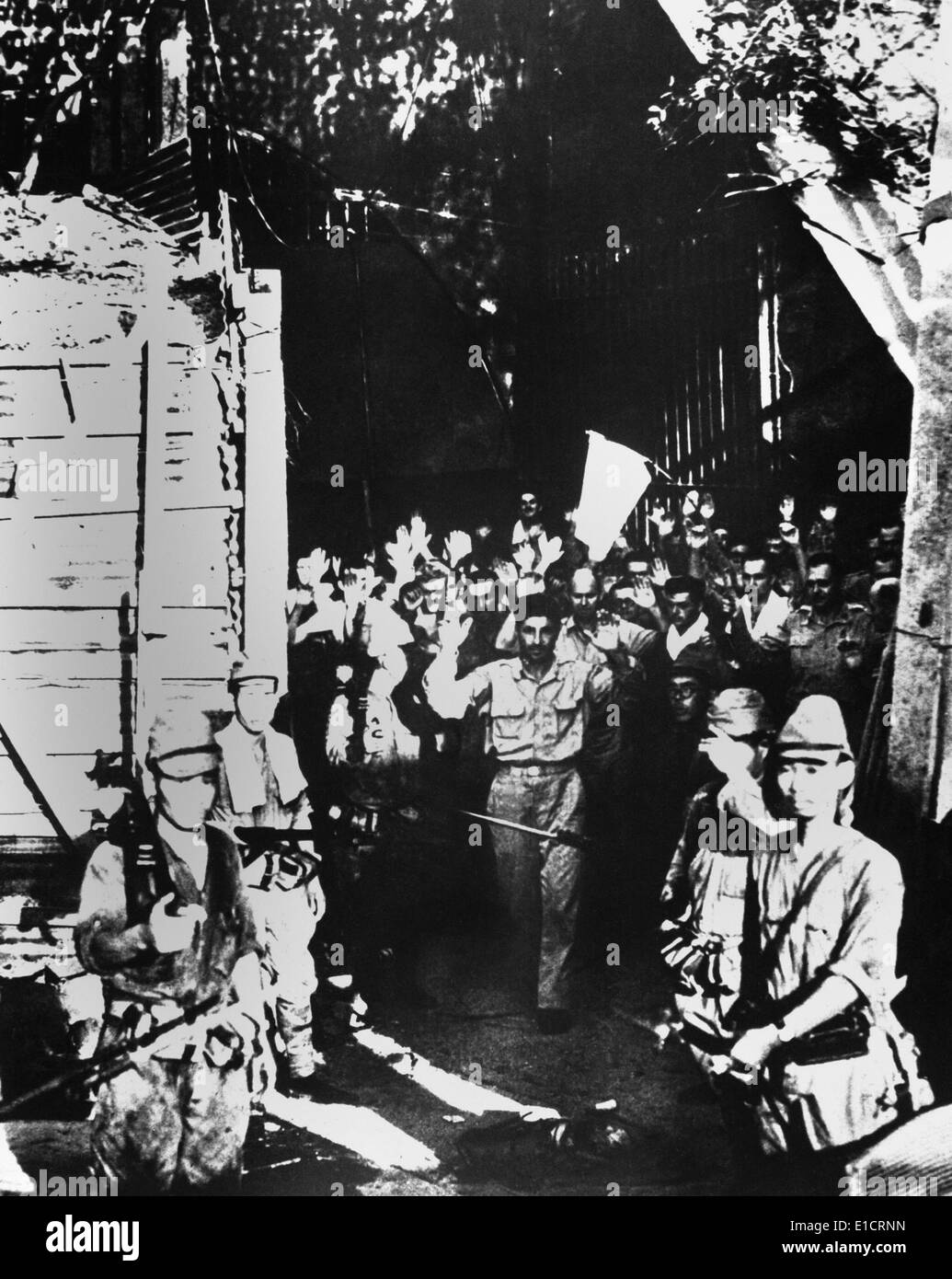 Surrender of U.S. troops to Japanese at Corregidor, Philippines, May ...