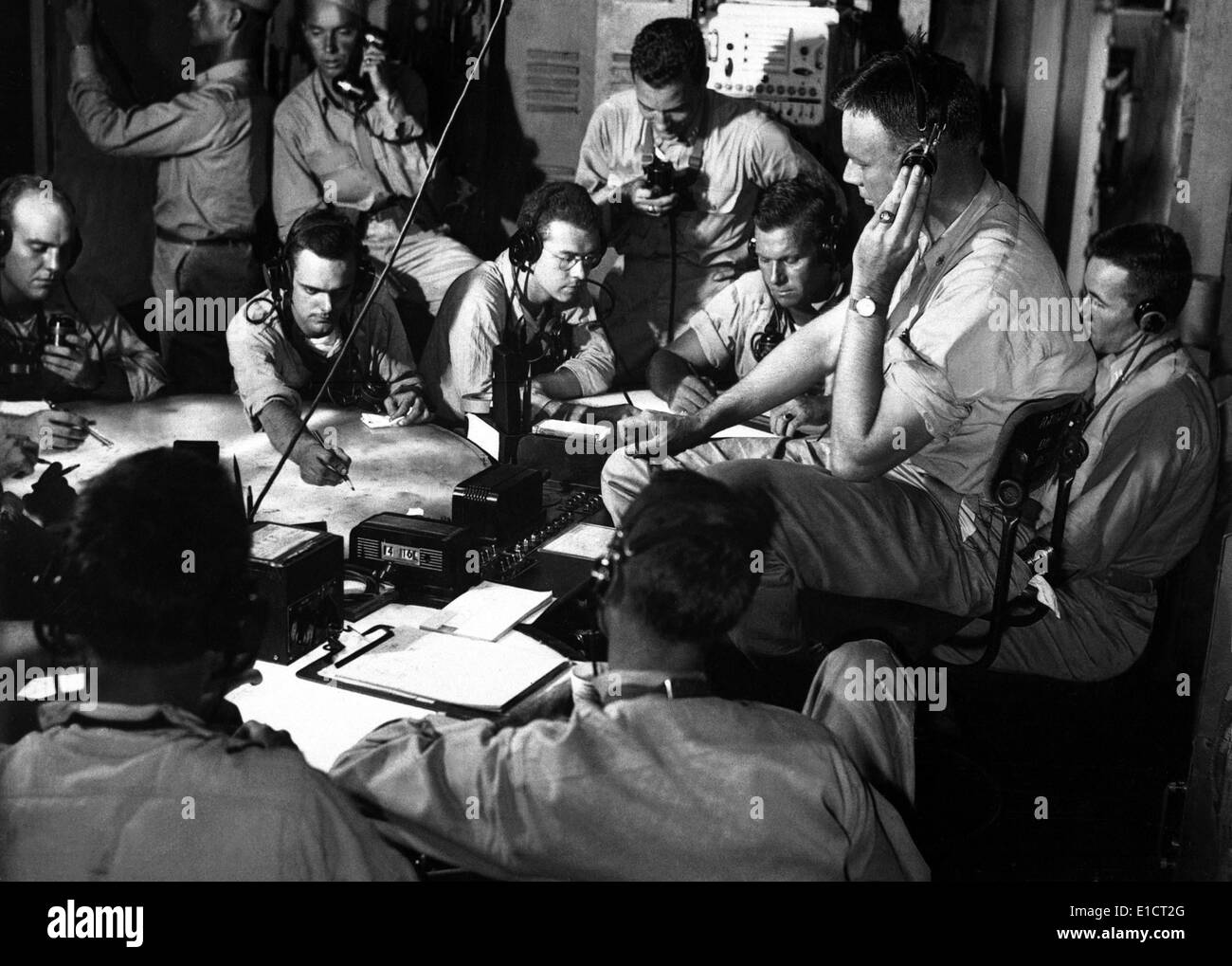 USS Lexington's command center while in Japanese waters in the Gilbert ...