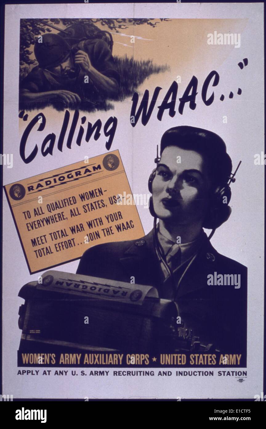 Recruiting Poster for the Women's Army Auxiliary Corps. The WAAC was ...