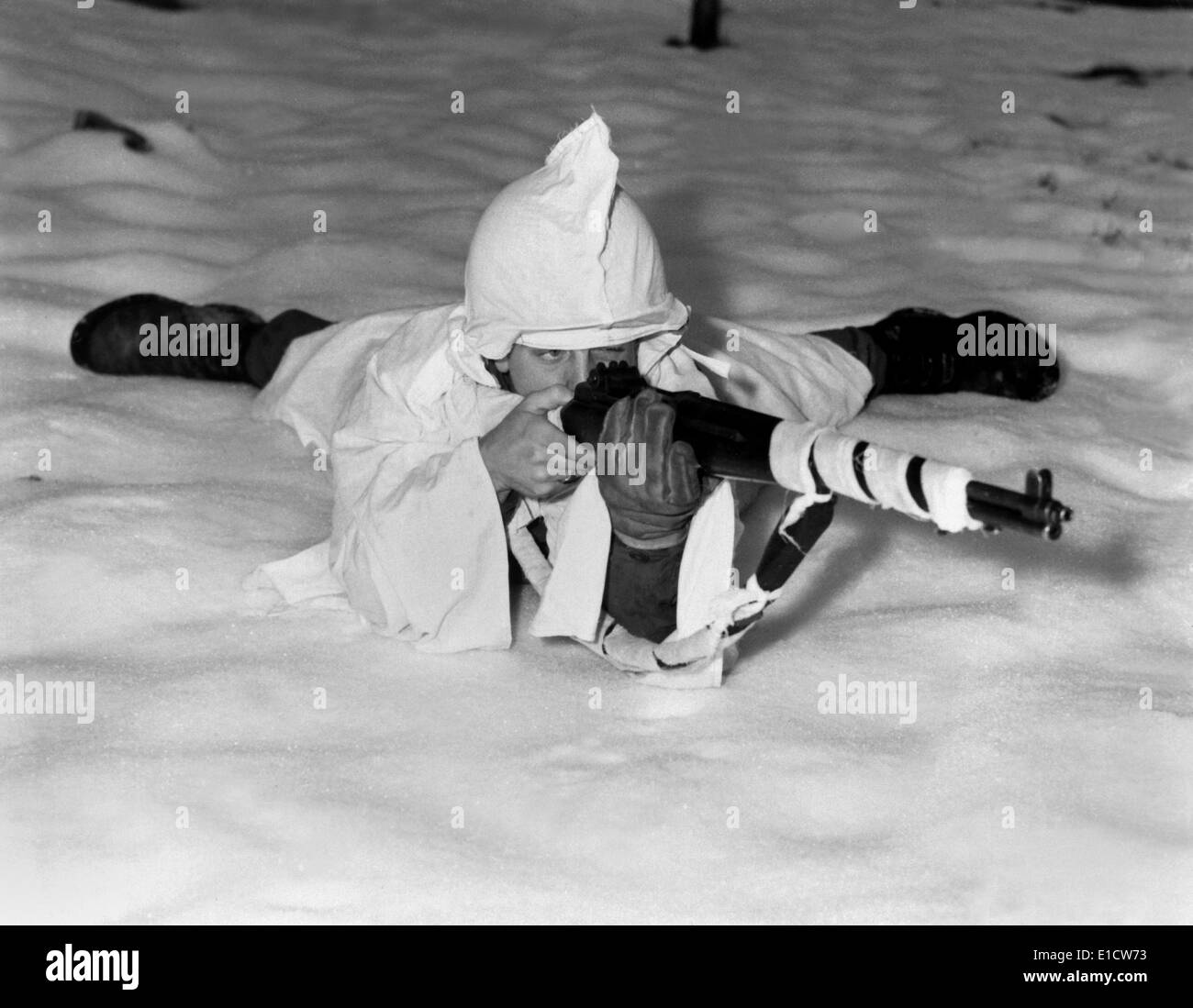 U.S. technical sergeant in the new snow cape used by infantrymen in ...