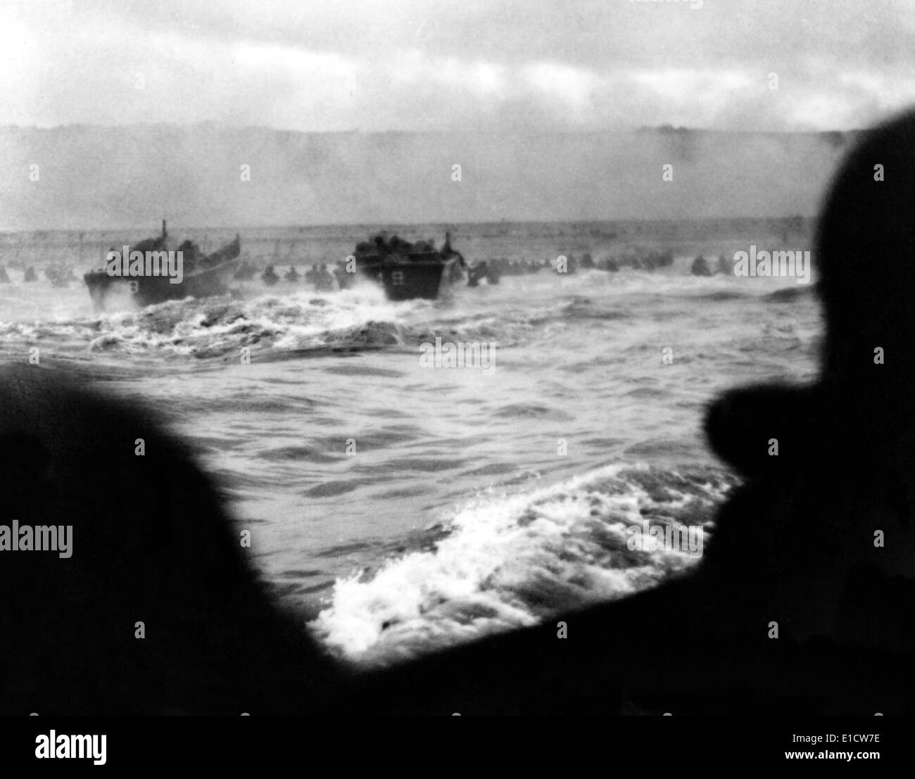 First wave of U.S. invasion troops approach Omaha beach during the D ...