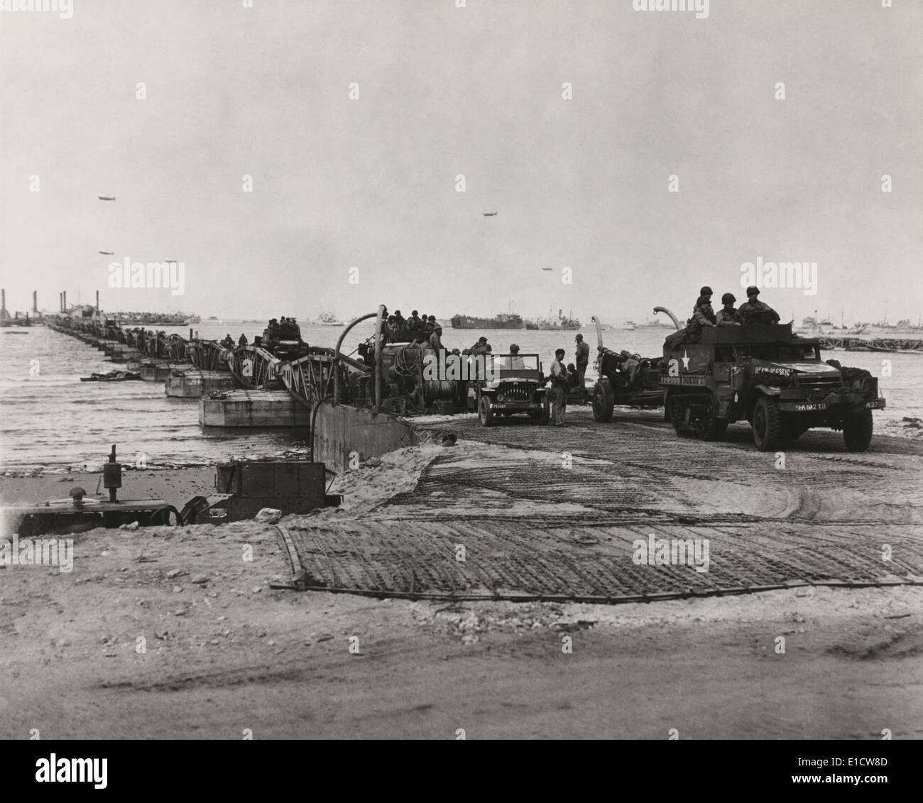 Mulberry harbor developed for the D-Day invasion of Normandy. Installed ...