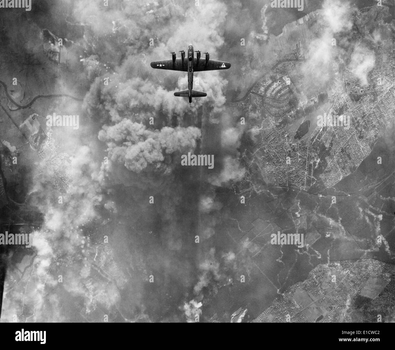B-17 bomber during an March 1945 bombing raid on Erkner, Germany. World ...
