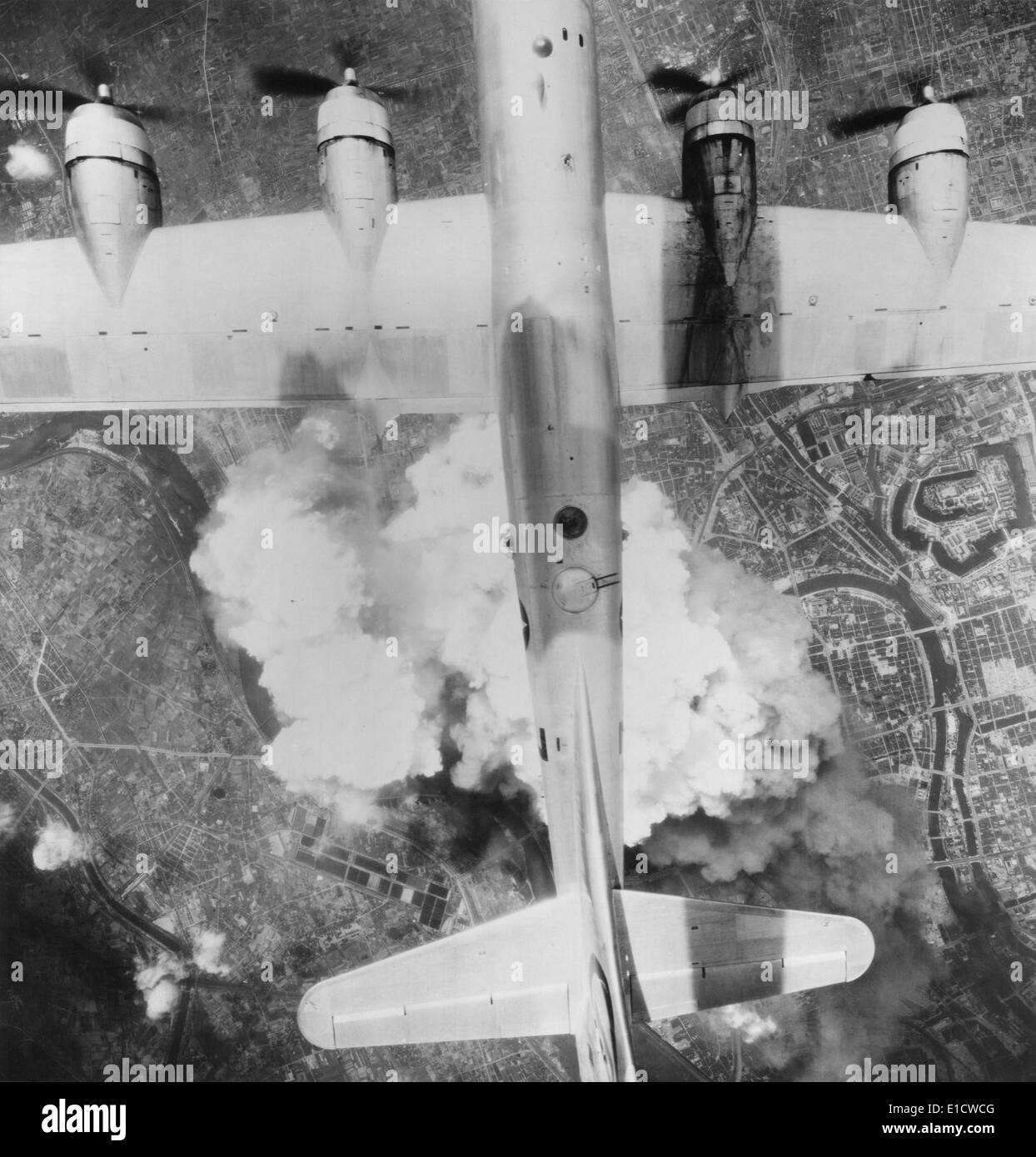 B-29 Superfortress over Osaka, Japan on June 1, 1945. Thousands of ...