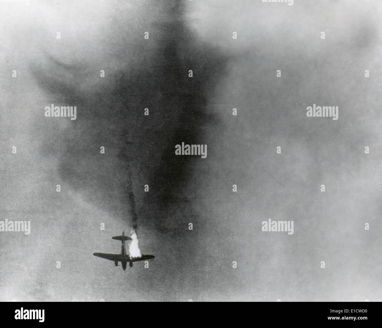 Allied plane burns overhead during the 1st Allied Airborne Army's ...