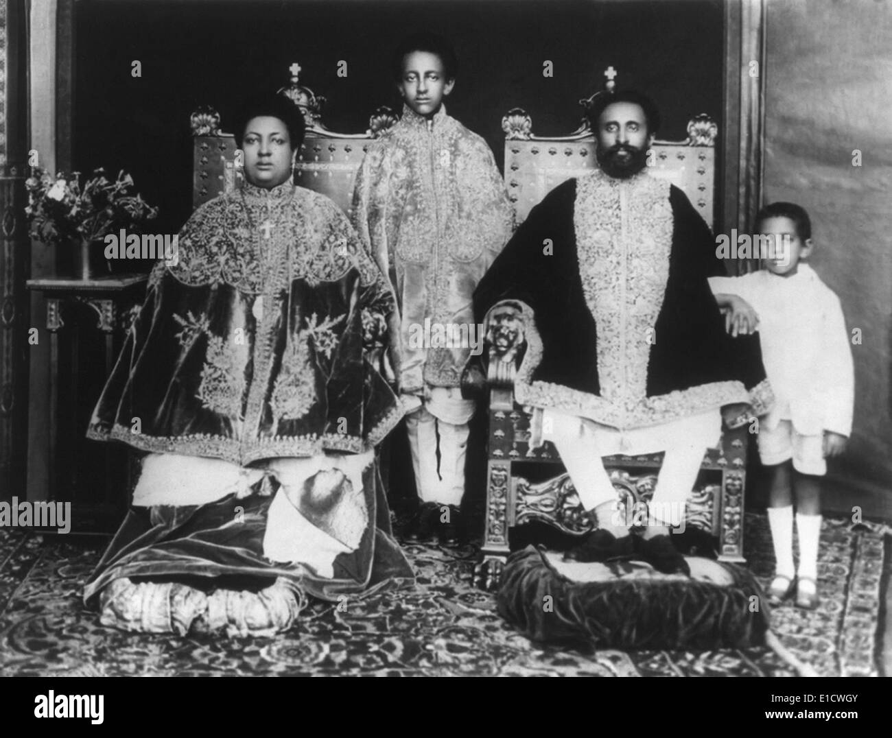 Royal family of Ethiopia (Abyssinia). Seated are Ras Tafari (Haile ...