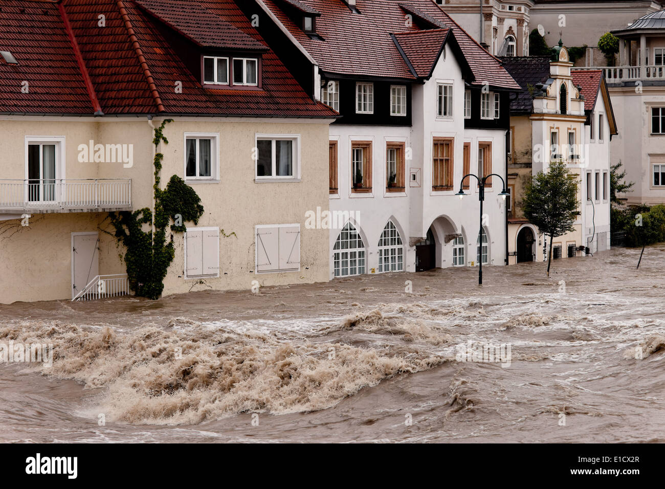 Flood and flooding of streets in Steyr, Austria Stock Photo - Alamy