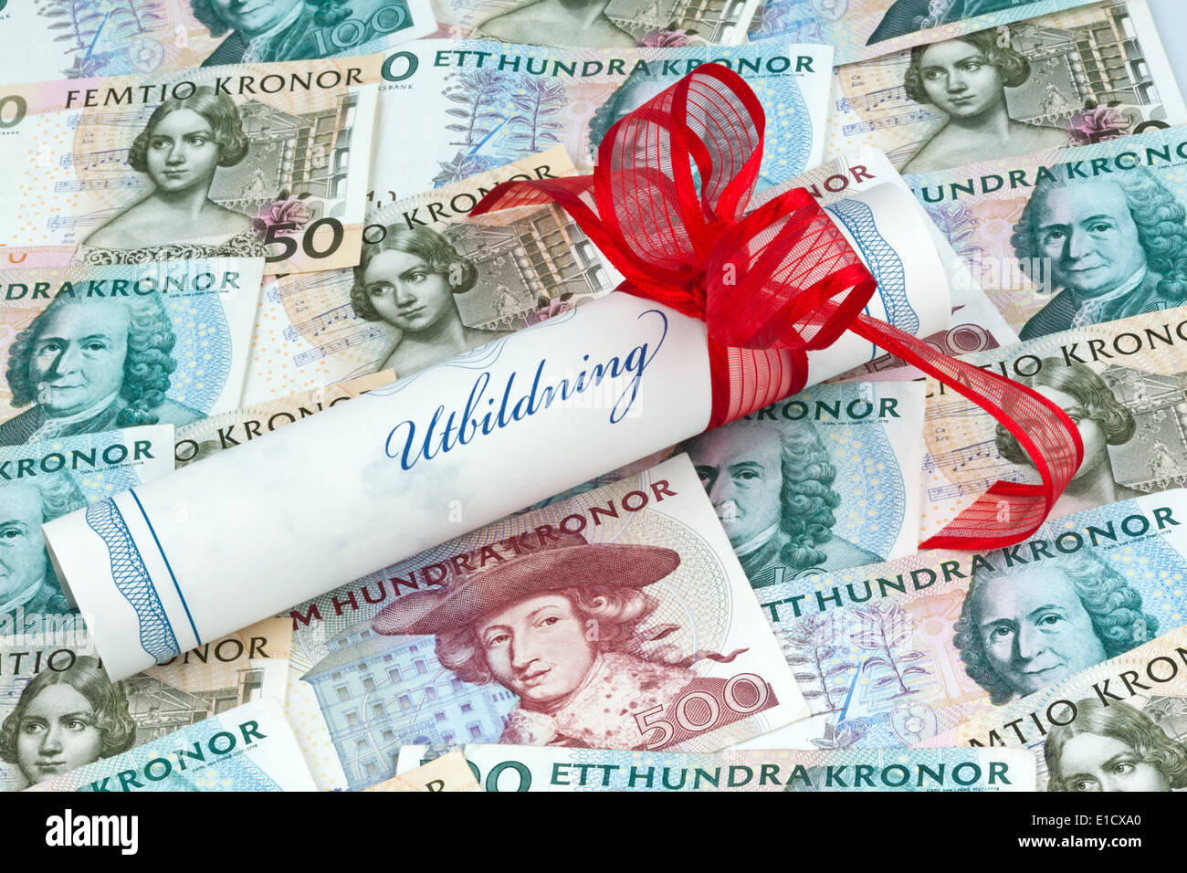 Swedish krona, the currency of Sweden. Cost of education Stock Photo ...