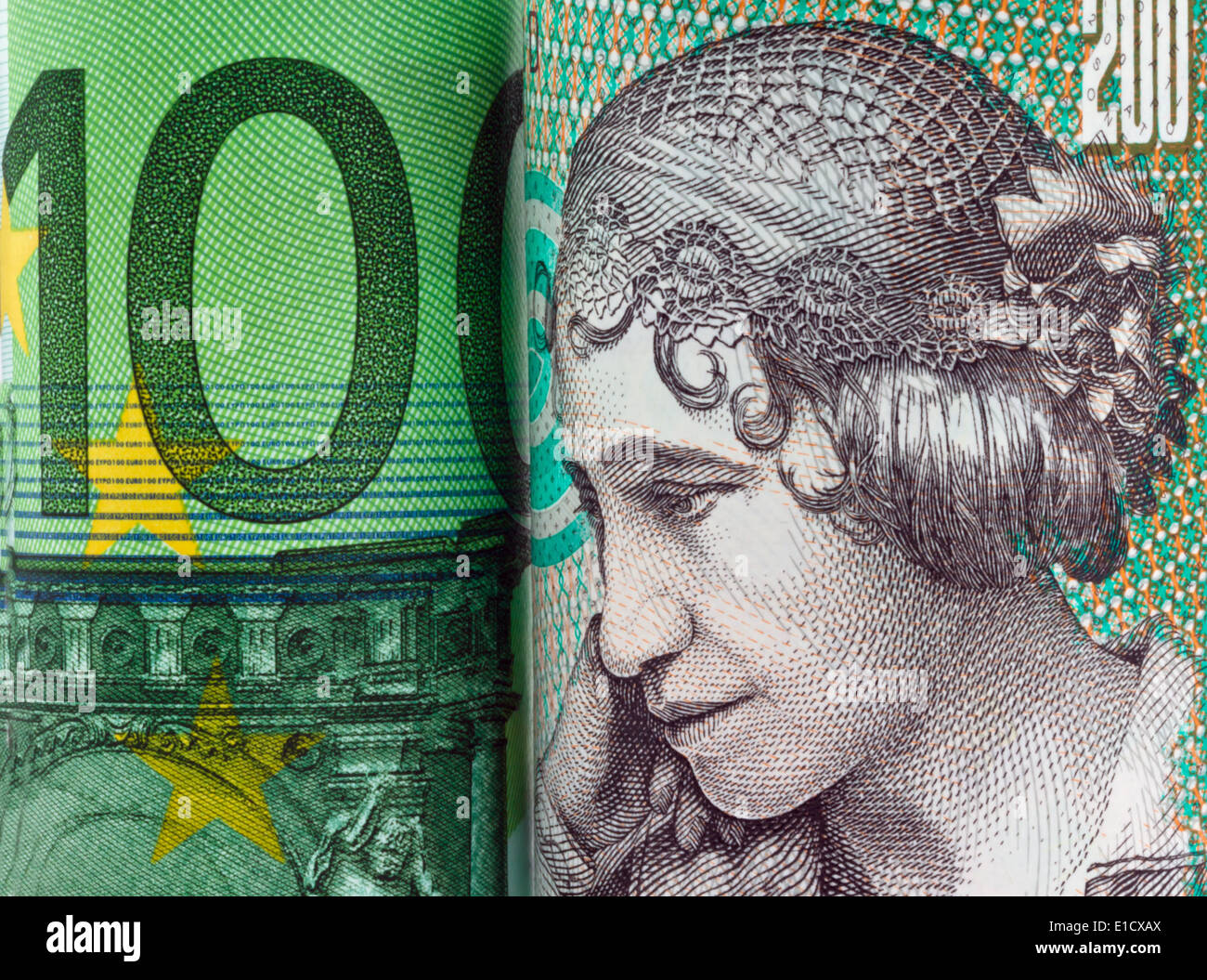 Danish kroner. Currency from Denmark in Europe. Euro banknotes and ...