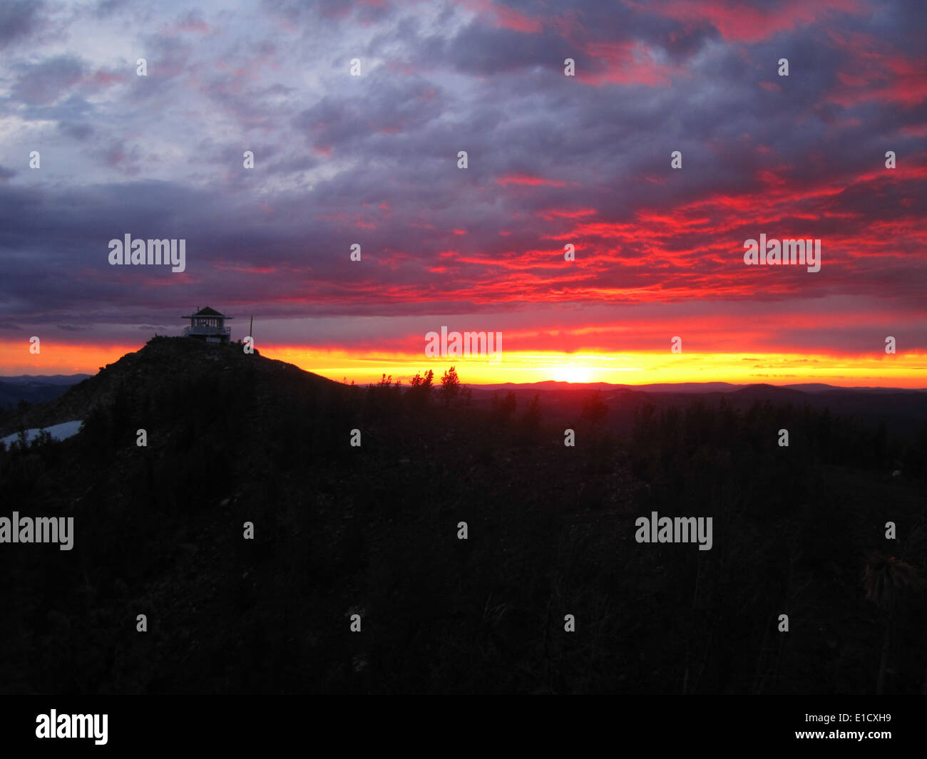 Salmon Mountain Lookout - Sunset Stock Photo - Alamy
