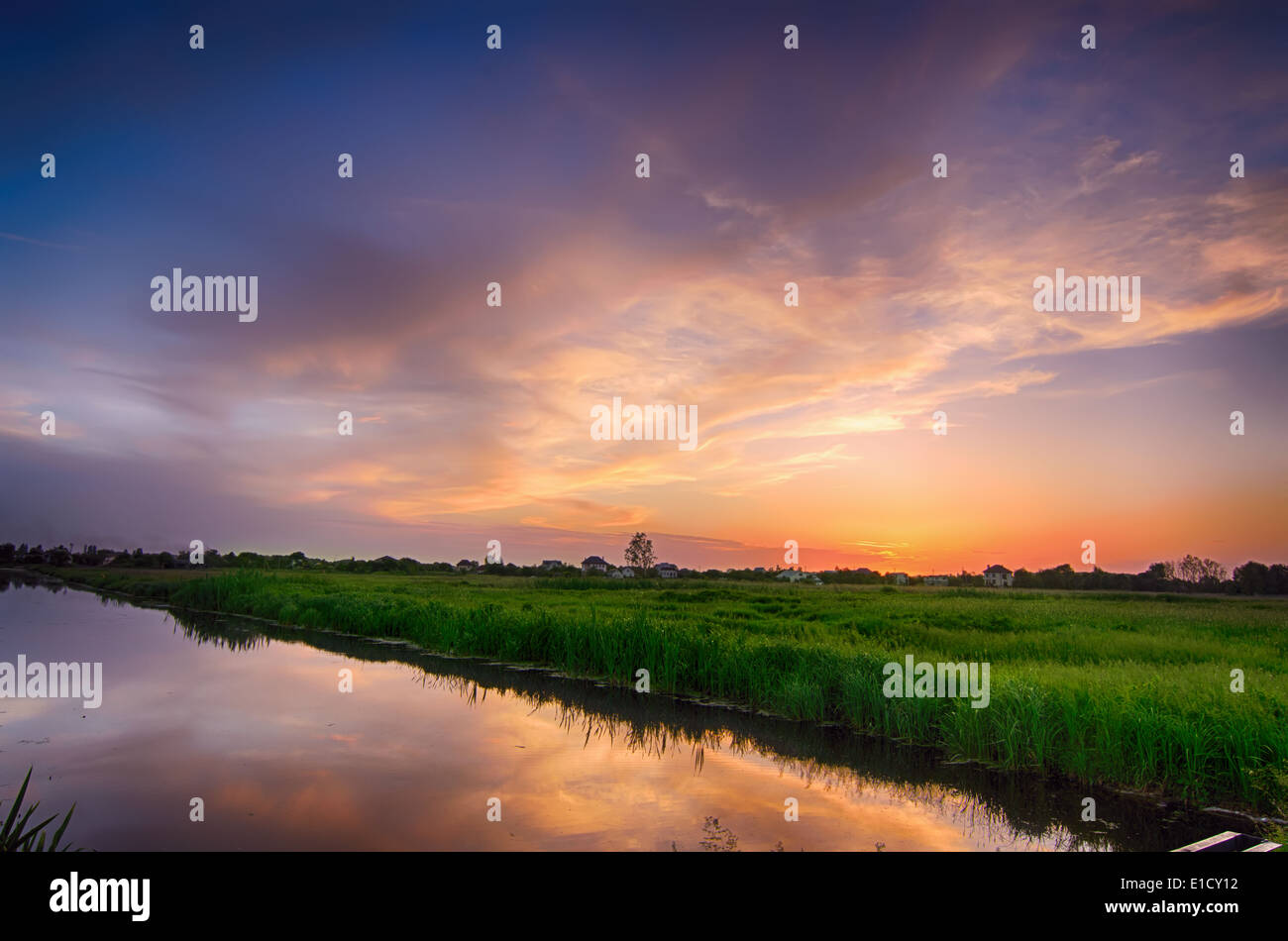 Rural summer sunset Stock Photo - Alamy
