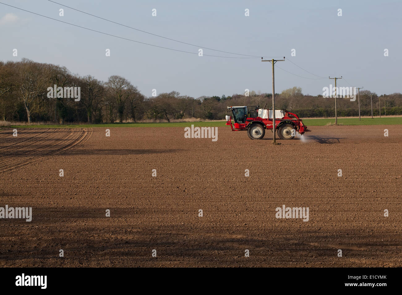 Farm, Ingham, Norwich. Norfolk. Selfpropelled Sprayer applying ...