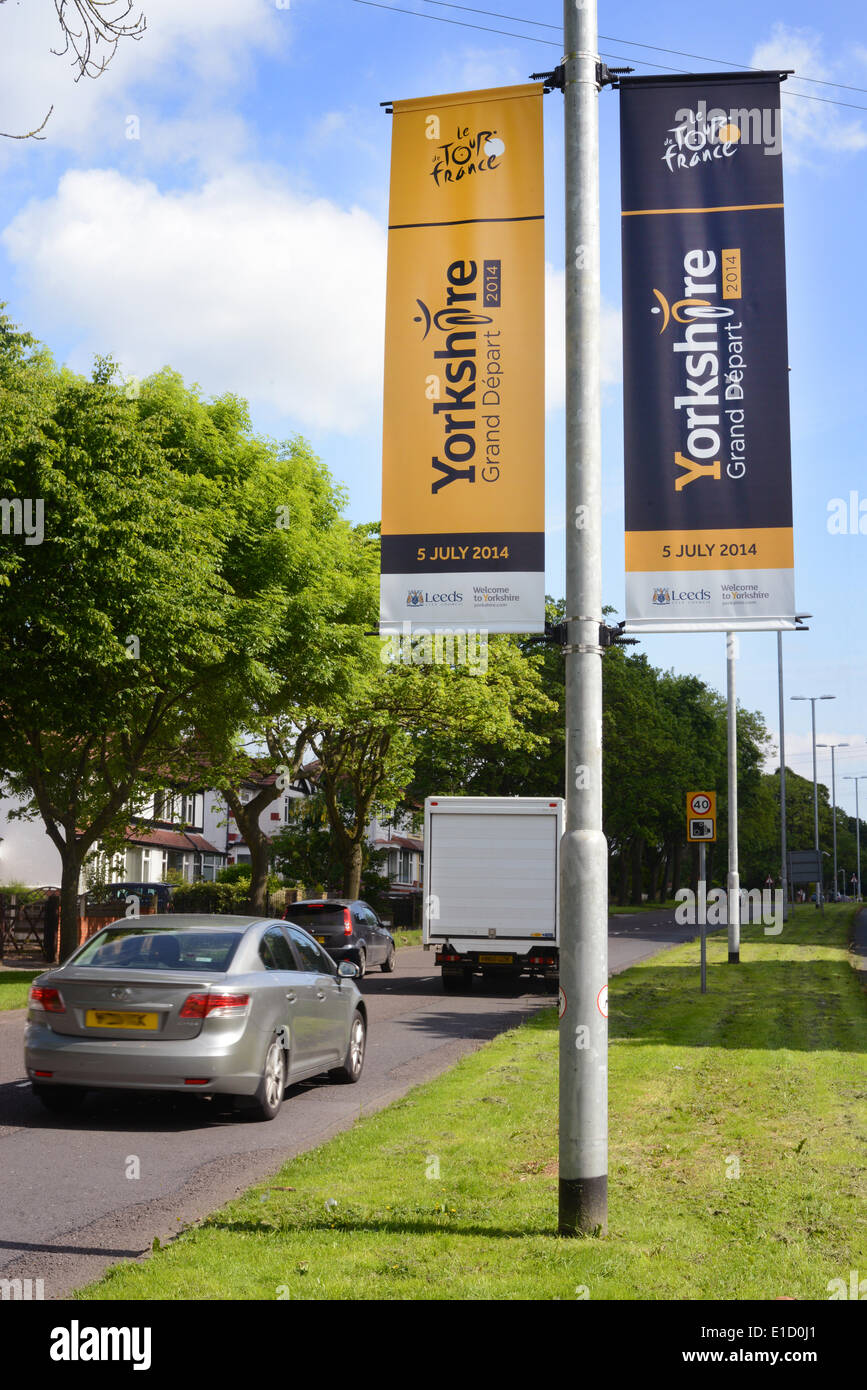 banners on the route of the start of the Tour de France in leeds on the ...