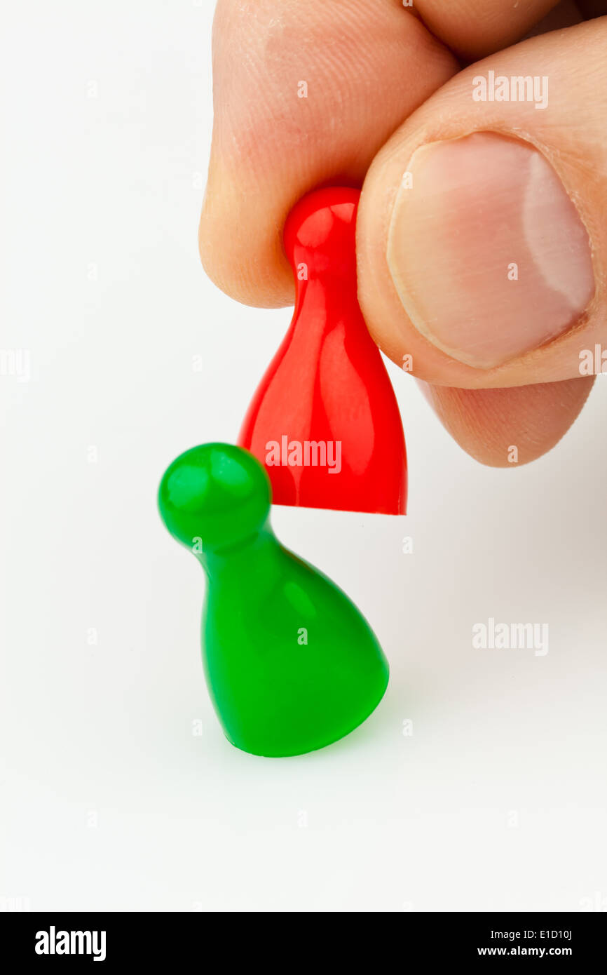 Red and green tokens. Coalition government between red and green Stock ...